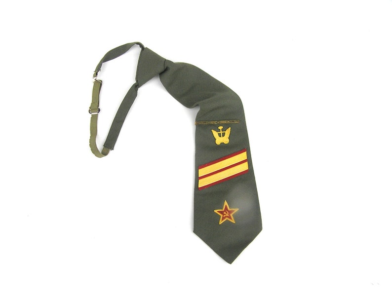 Soviet Army Tie Soviet Vintage Mens Tie Khaki Green Skinny Necktie With ...