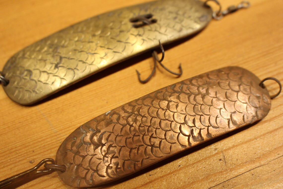 LARGE Handmade BRASS and COPPER Lures Vintage Handmade Fishing | Etsy