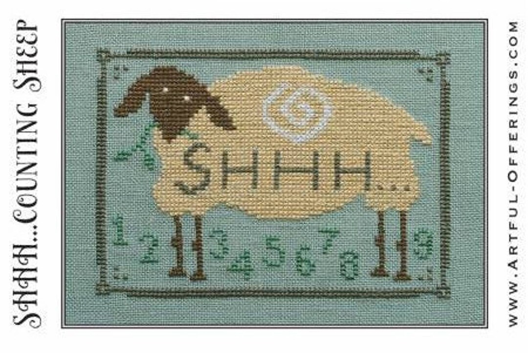 Artful Offerings Shhh...counting Sheep Cross Stitch Pattern - Etsy