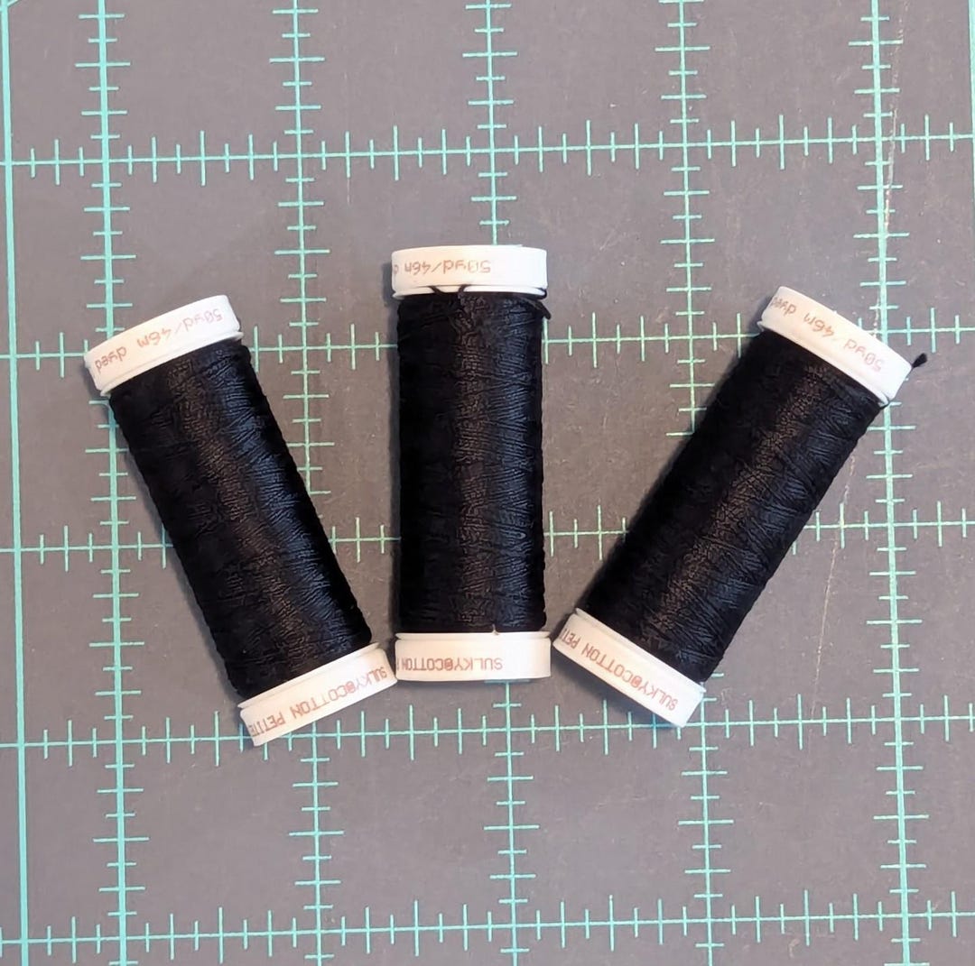 Sulky 2-ply 12 Wt Black Embroidery Thread - 1 Box of 3 X 50 Yard Spools ...