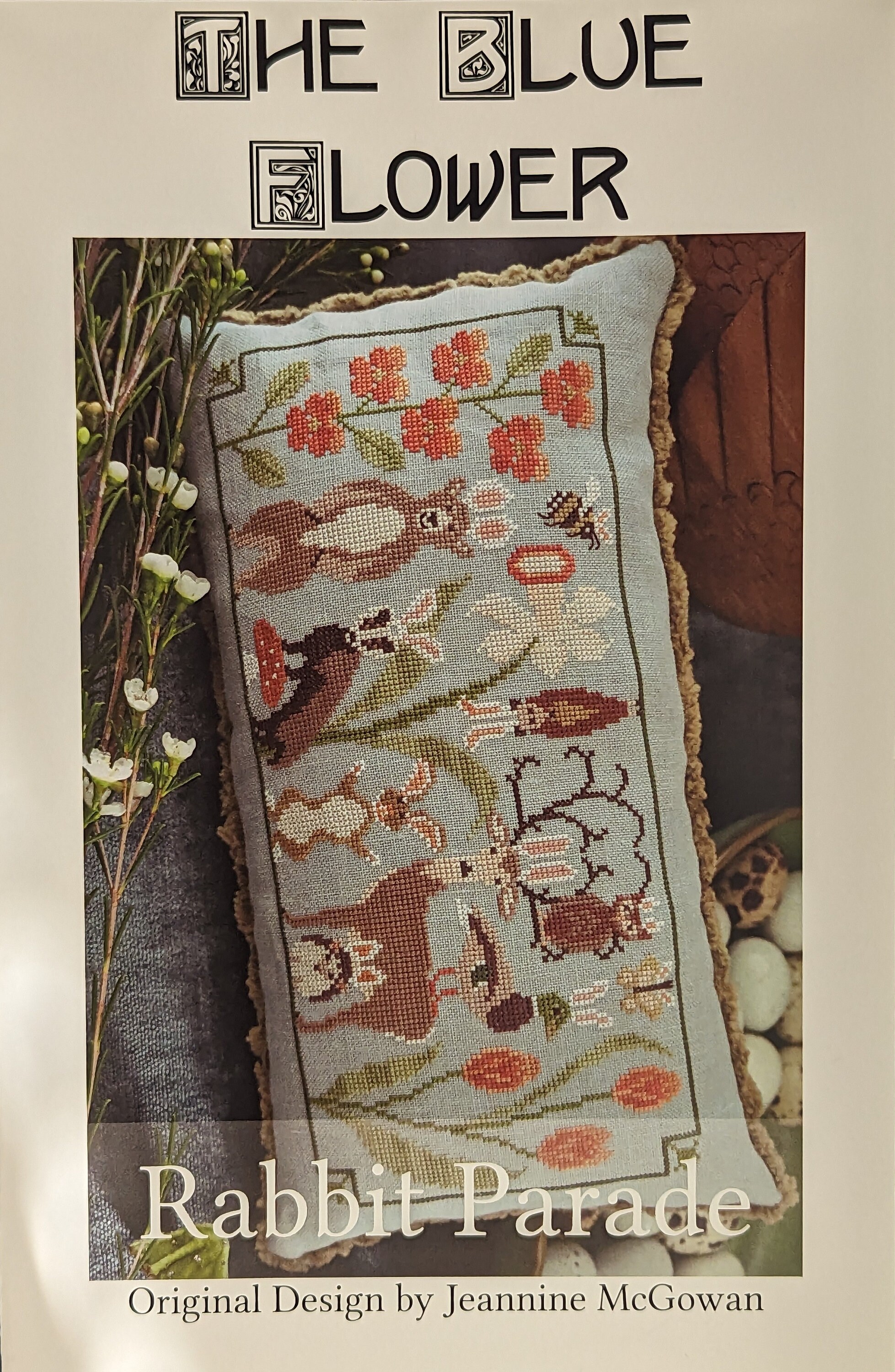 Rabbit Parade the Blue Flower Cross Stitch Pattern Jeannine Mcgowan - Etsy