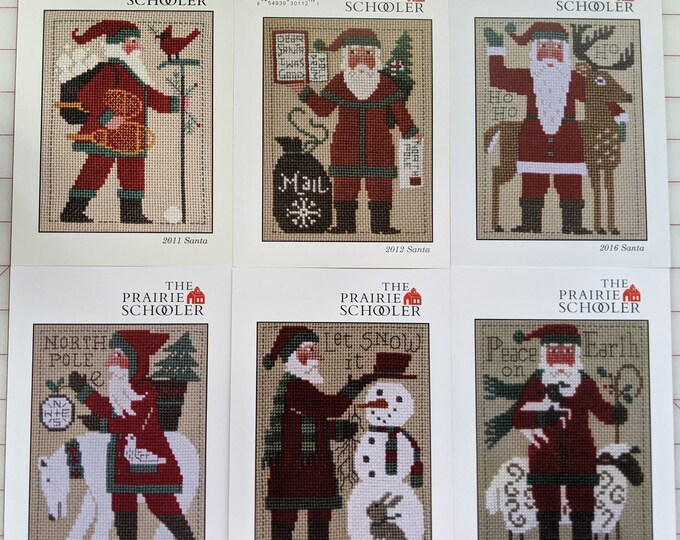 Set of 6 Schooler Santas Counted Cross Stitch Charts by the Prairie ...