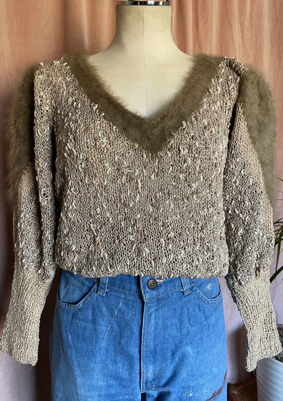 Vintage Angora and Silk Mutton Sleeve Sweater - Gem