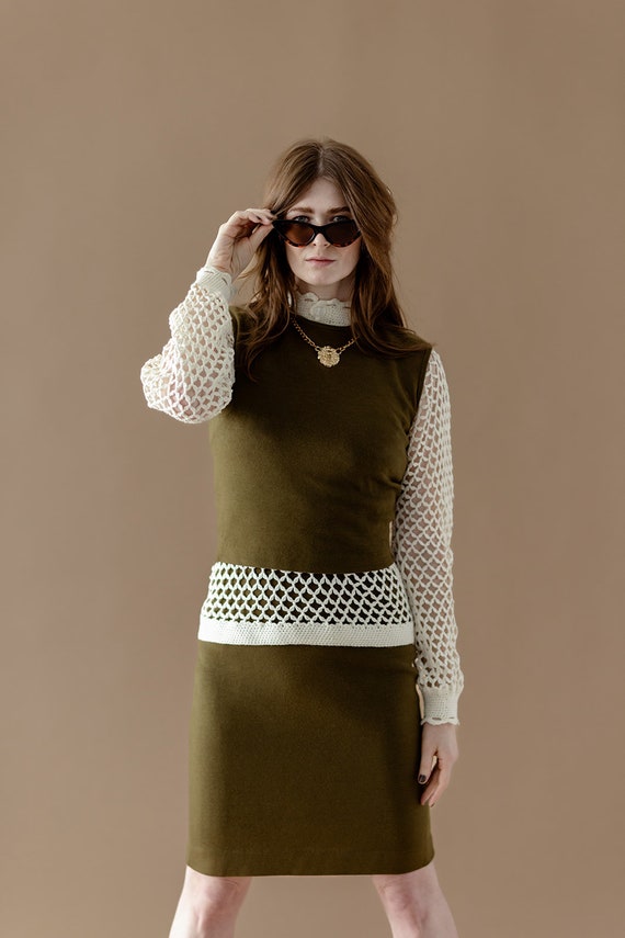 Army Green Knit Skirt Set - Gem