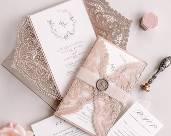 Lace Wedding Invitations - Etsy