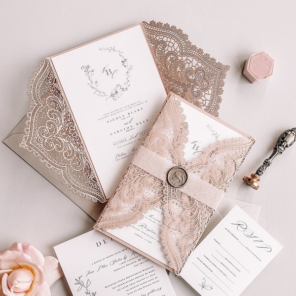 Lace Wedding Invitations - Etsy