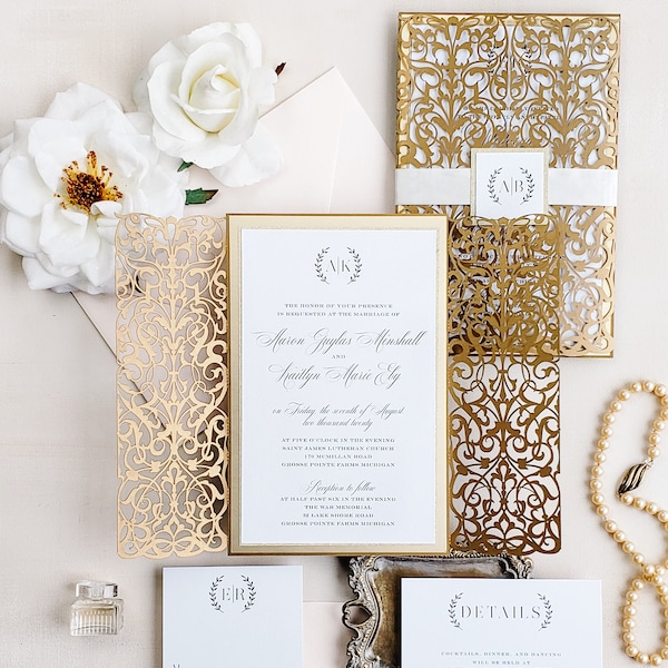 Gold Invitation - Etsy