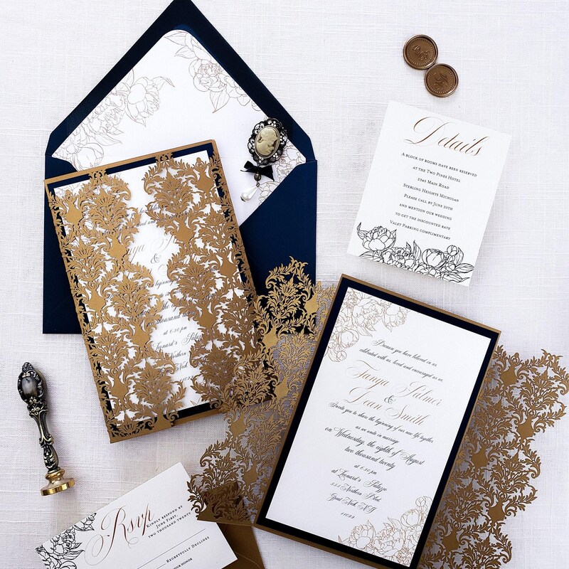 Damask Invitations - Etsy