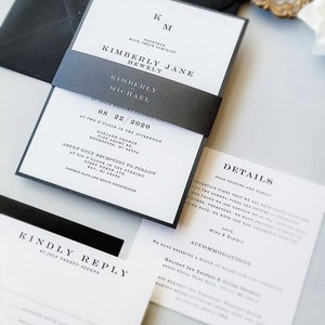 Black Wedding Invitations, Dark Wedding Invitation, Modern Wedding ...