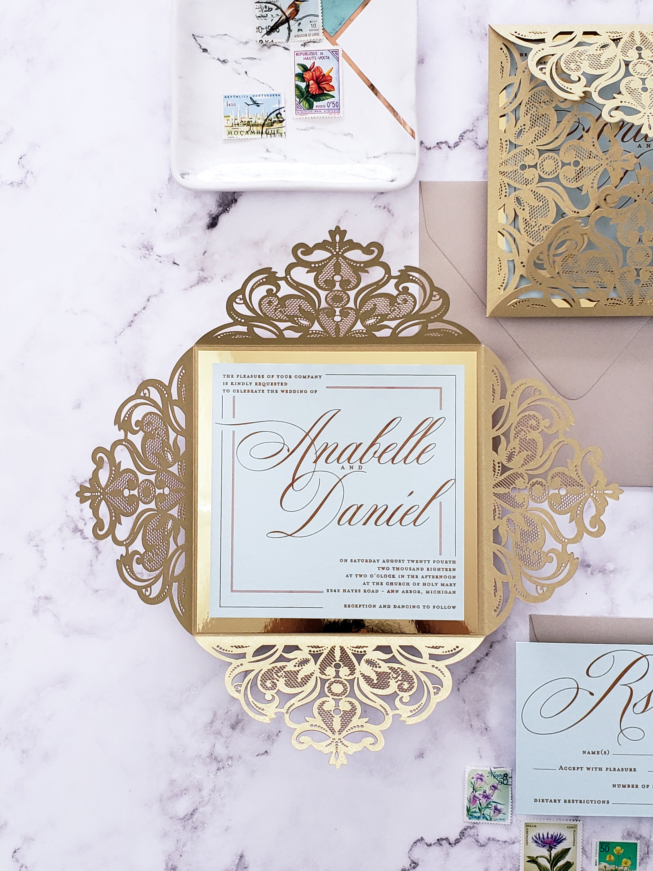 Gold Wedding Invitation Sample Elegant Mint And Gold Wedding 