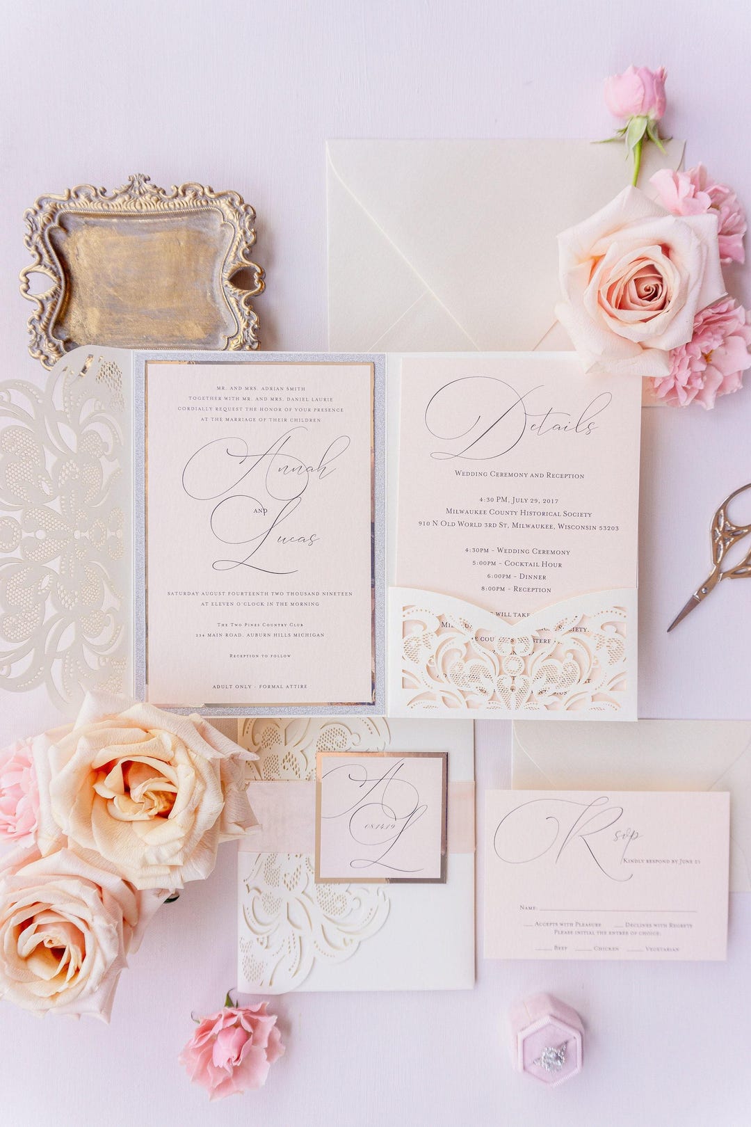 Elegant Wedding Invitation, Minimalist Wedding Invitation, Laser Cut ...