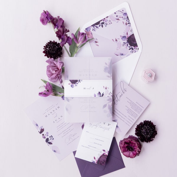 Wedding Invitation Lavender Vellum - Etsy