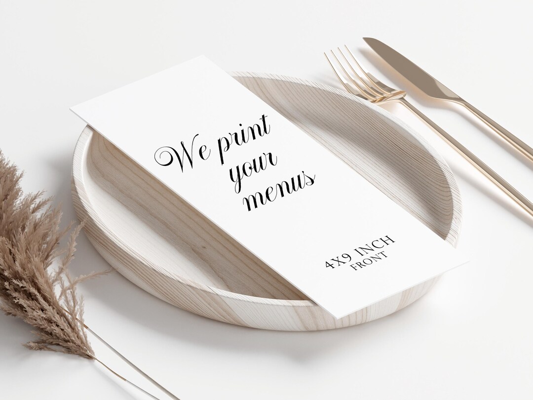 Menu Printing Service Custom 4x9 Inch Templates Printed Pack of 10 - Etsy