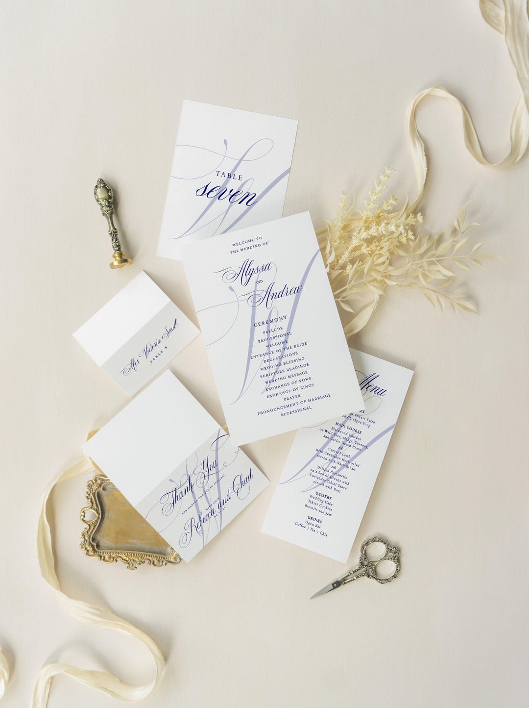 Simple Wedding Program, Elegant Wedding Program, Order of Ceremony ...