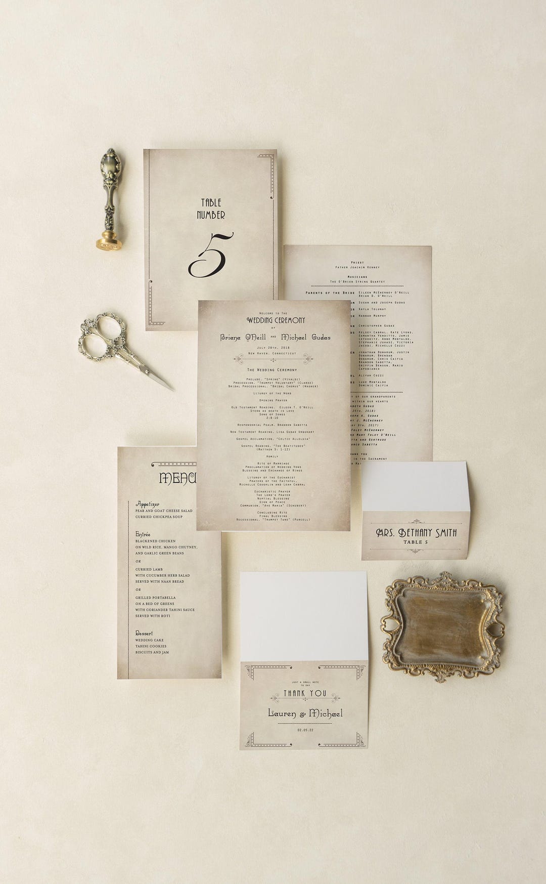 Retro Vintage Wedding Program, Wedding Ceremony Program, Art Nouveau ...