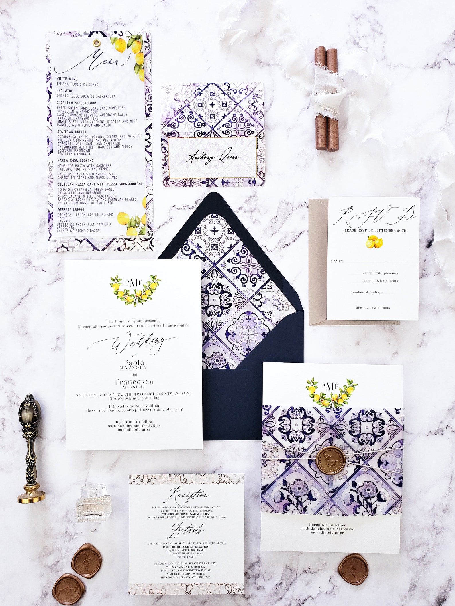 Italian Wedding Invitation Wedding Invitation With Lemons and - Etsy