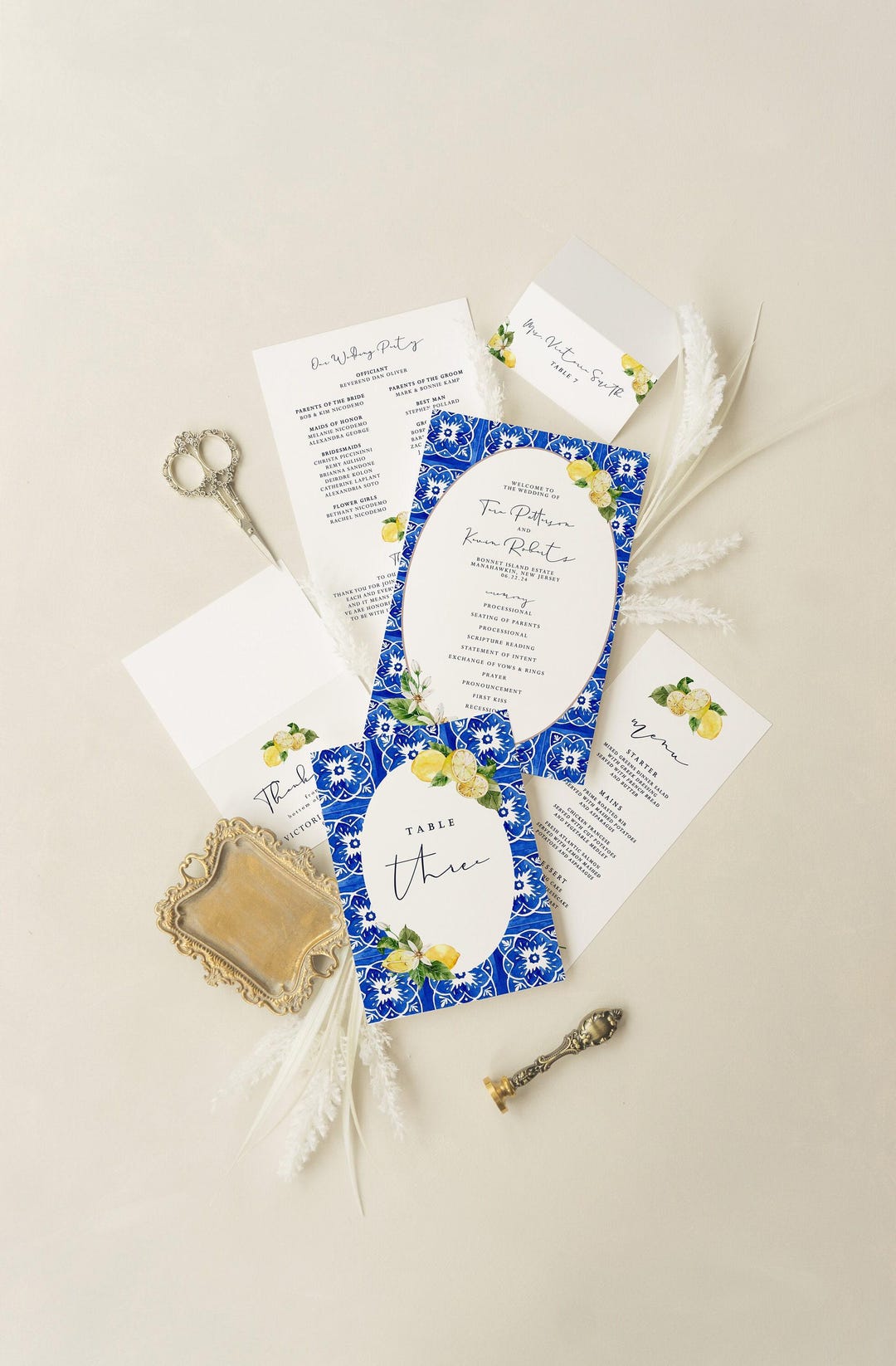 Italian Wedding Day Items Sample Pack, Lemon Themed Reception Items ...