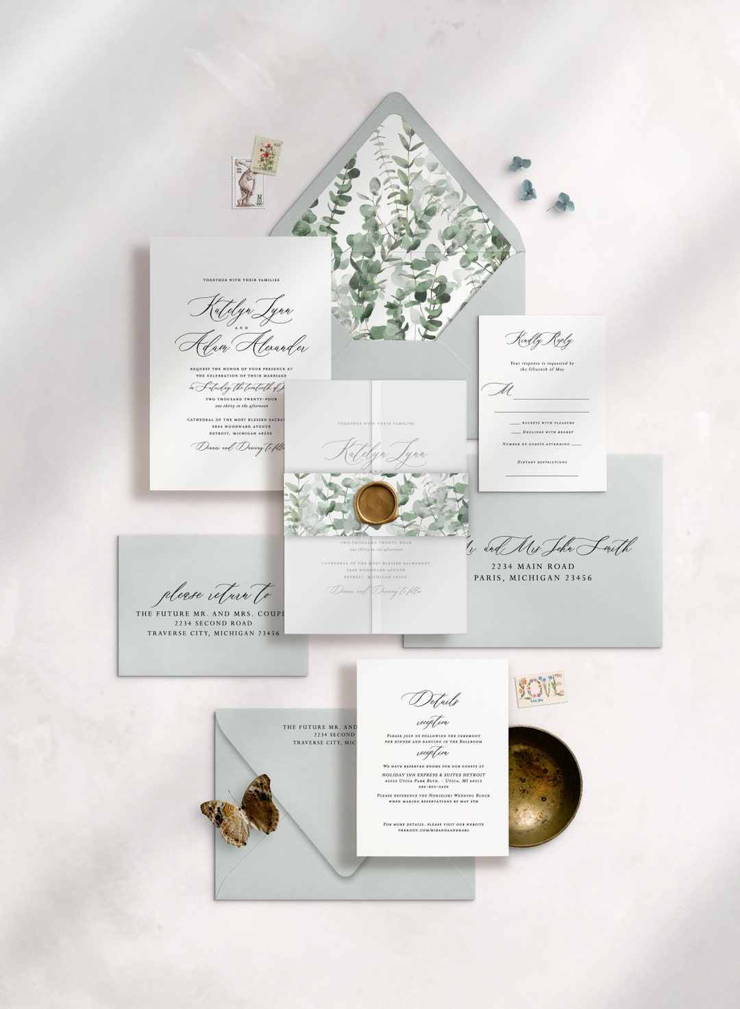 Vellum Wedding Invite - SEMI CUSTOM KATELYN Collection (vellum Version ...