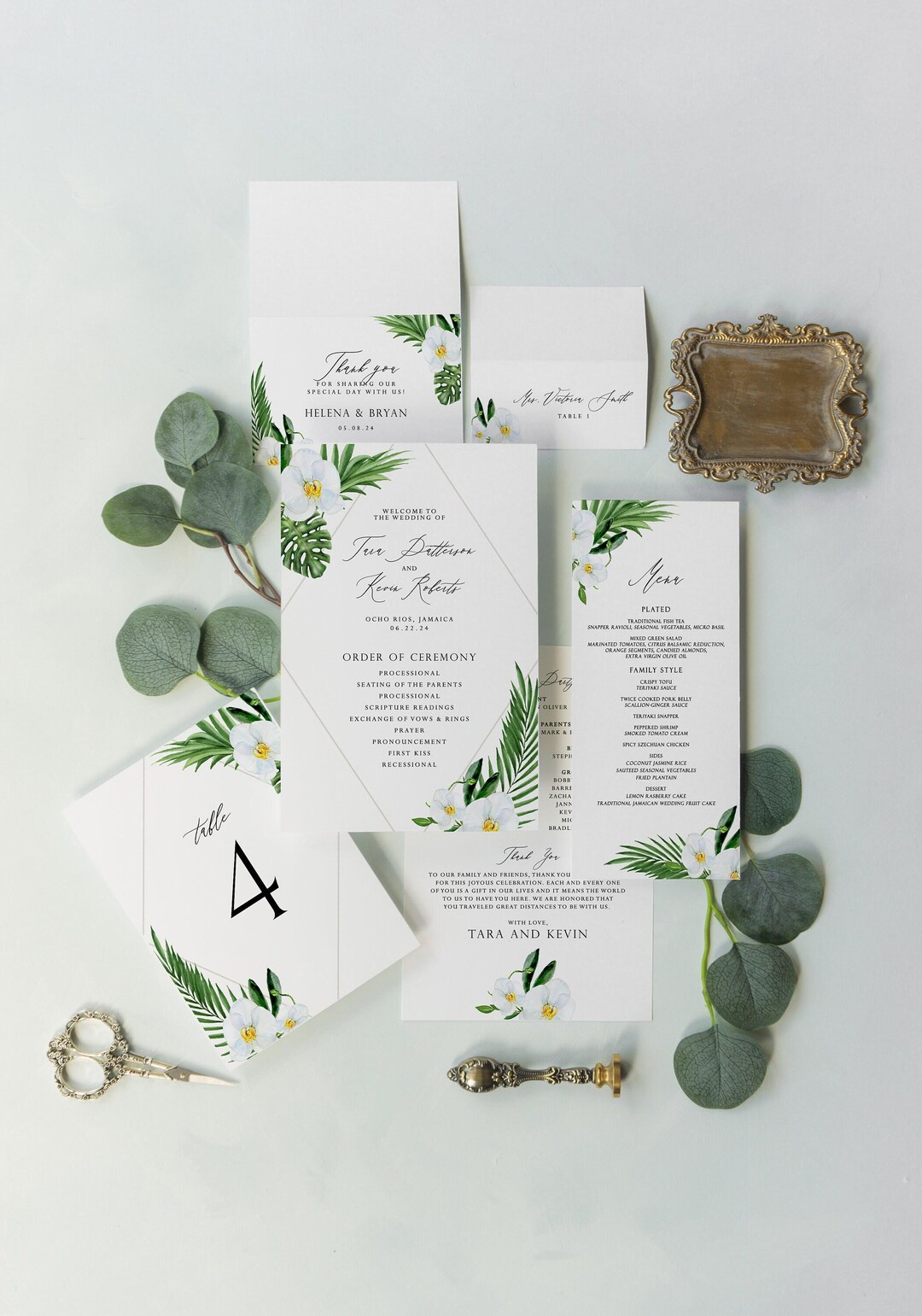 Tropical Wedding Day Items Sample Pack, Orchid Reception Items ...
