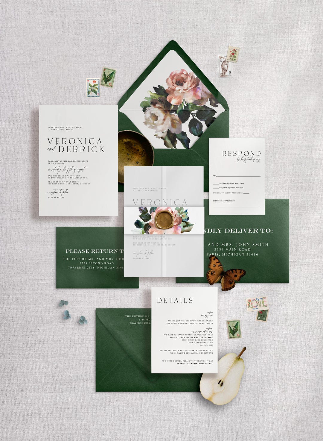 Wedding Invitation Sample With Ribbon SEMI CUSTOM VERONICA Collection ...