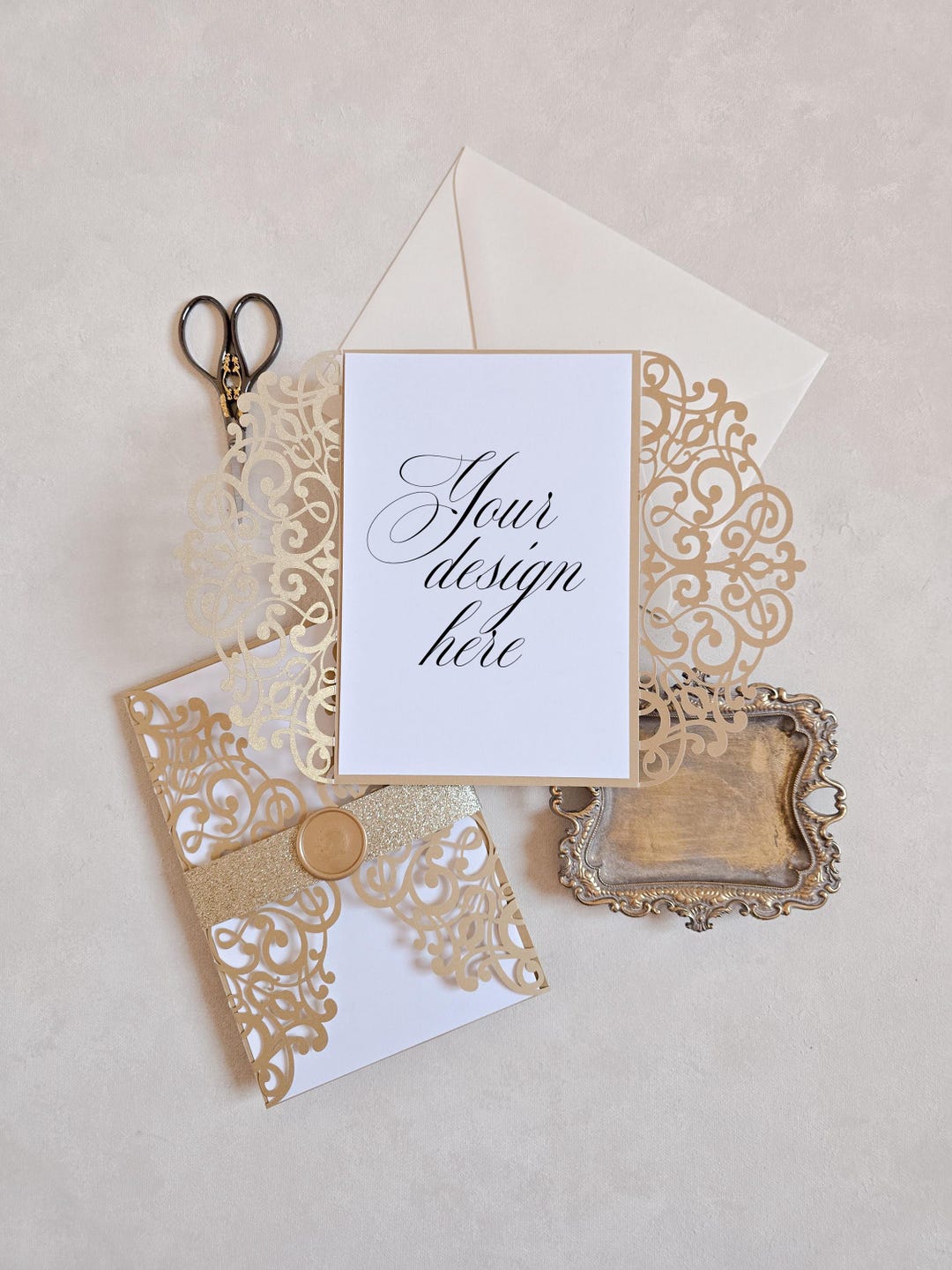 Gold Ornate Laser Cut Gate Invitation Kit | Elegant DIY Wedding ...