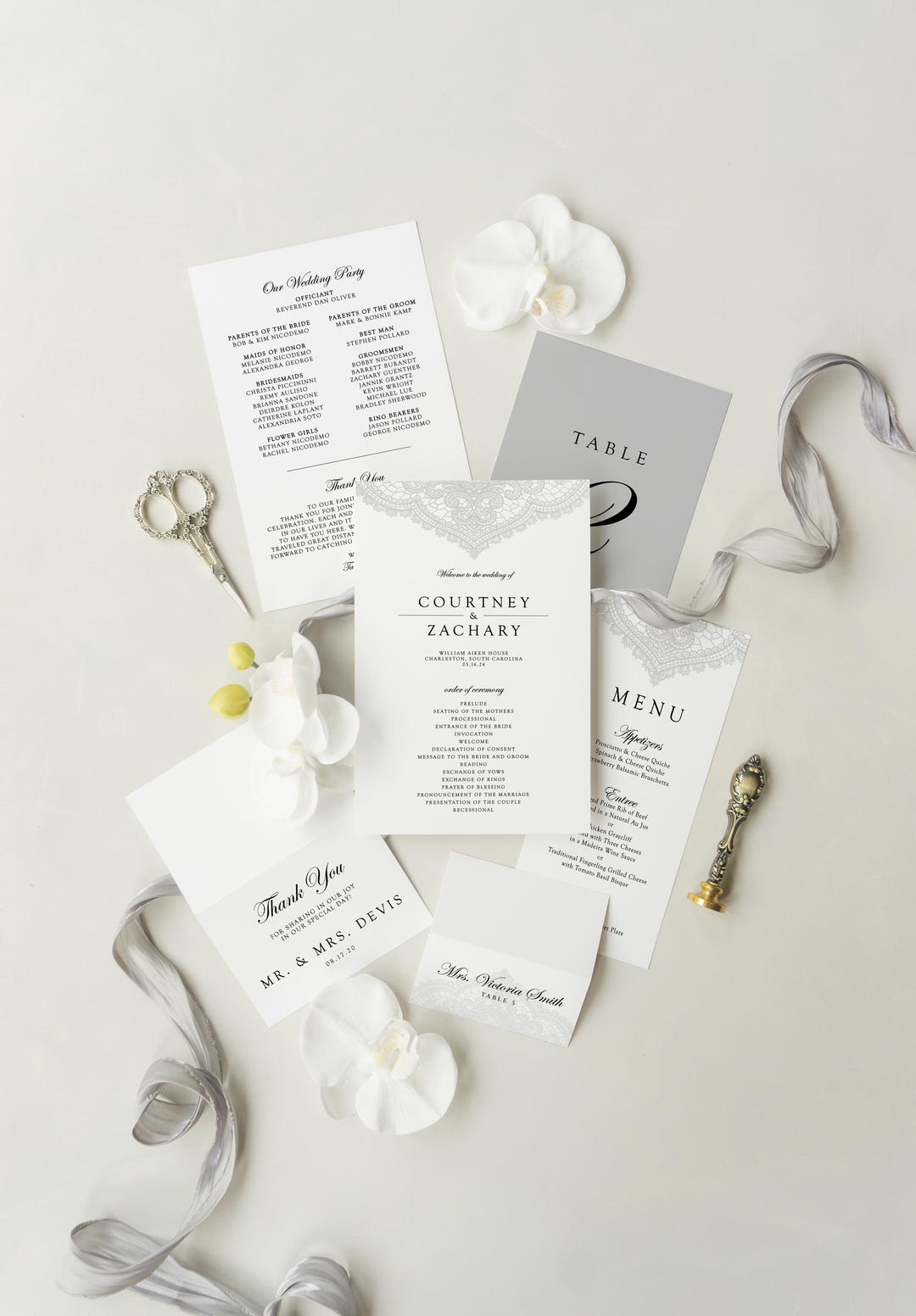 Silver Wedding Program, Floral Program for Wedding, Order of Service ...