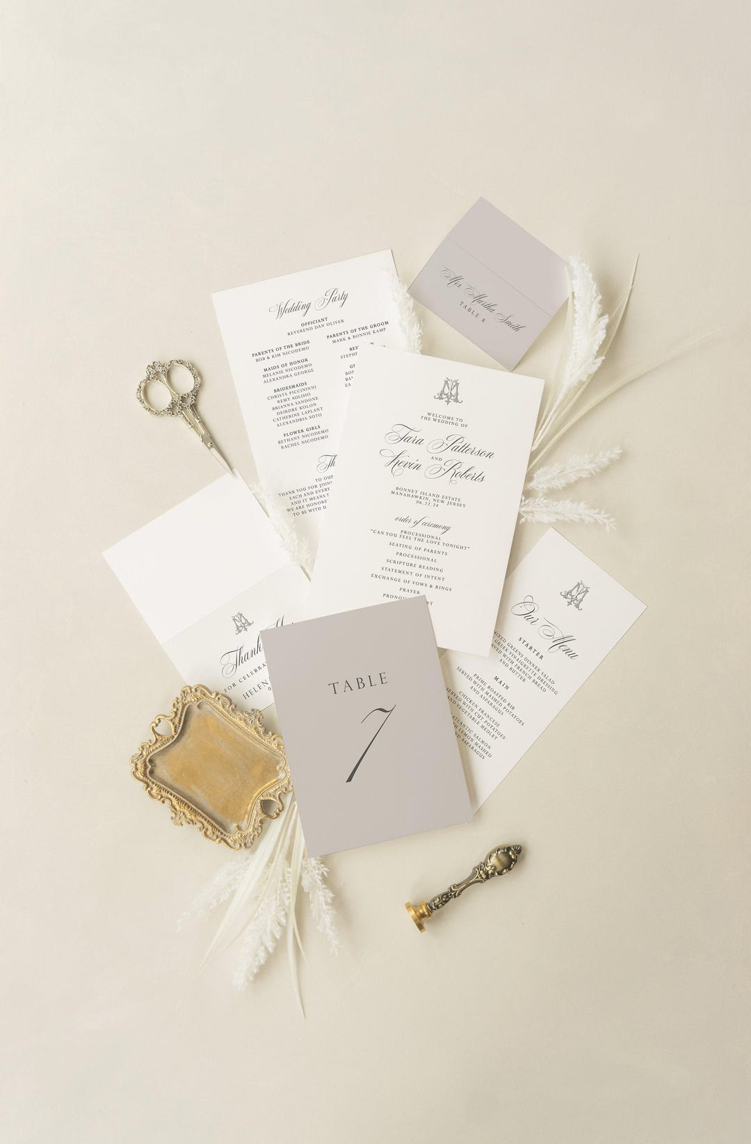 Classic Monogram Wedding Day Items Sample Pack, Elegant Wedding ...