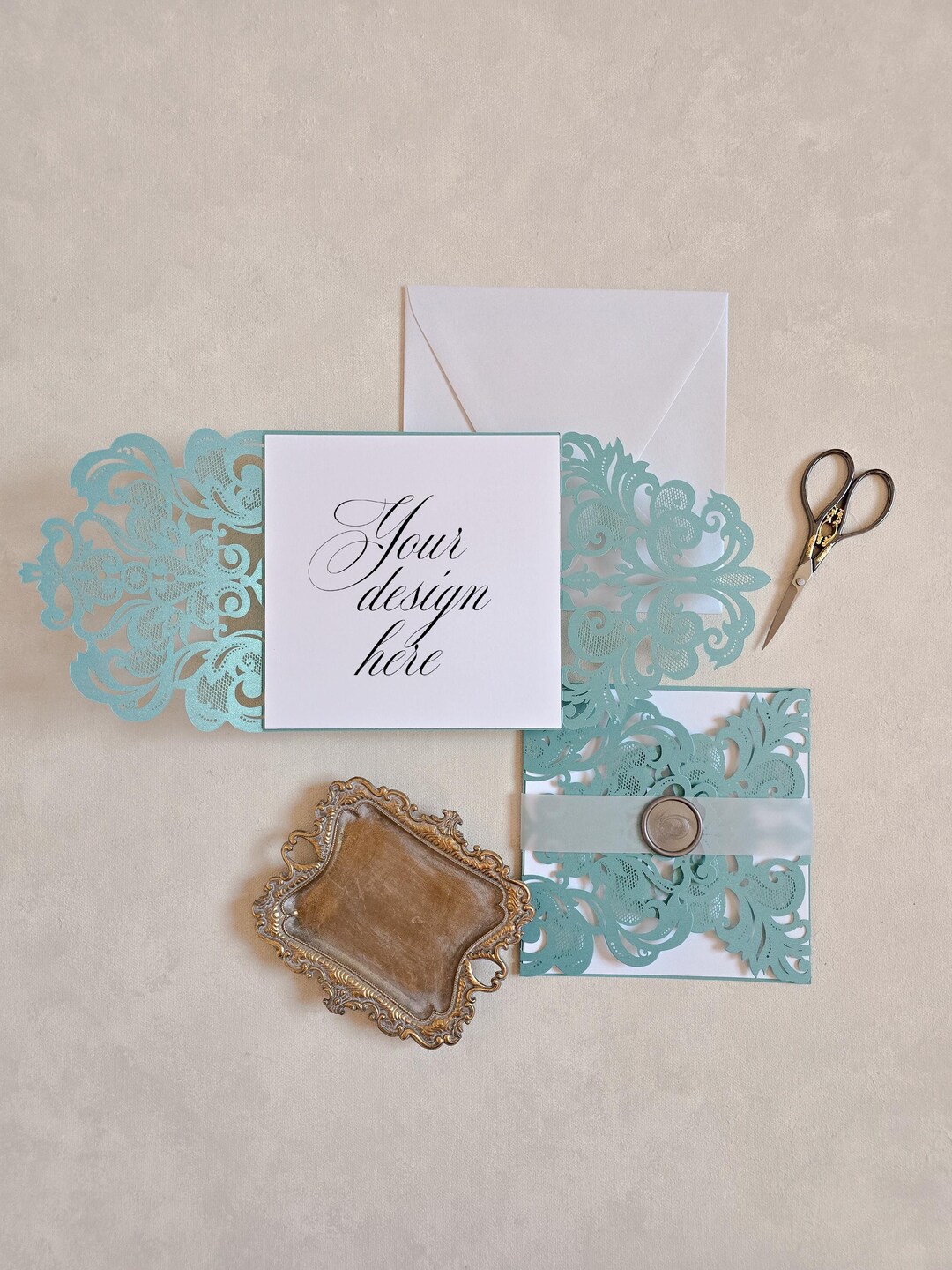 Teal DIY Laser Cut Wedding Invitation Kit | Elegant Invitations With ...
