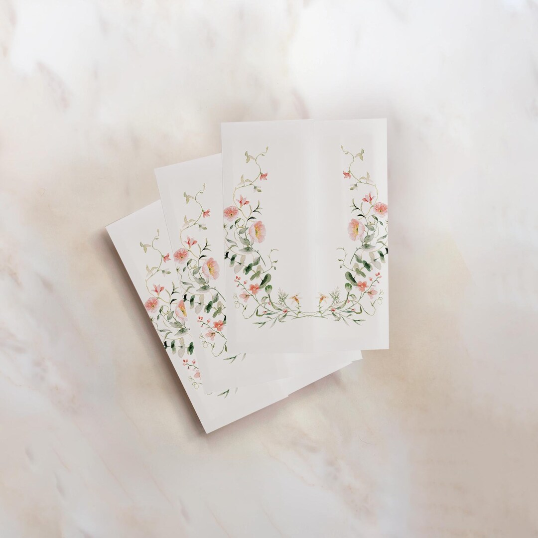 Pink Floral Wreath Vellum Gate – Watercolor Wedding Wrap - Pack of 10 ...