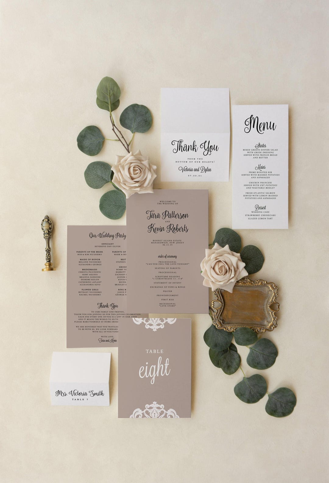 Rustic Wedding Day Items Sample Pack, Kraft Wedding Programs and Menus ...