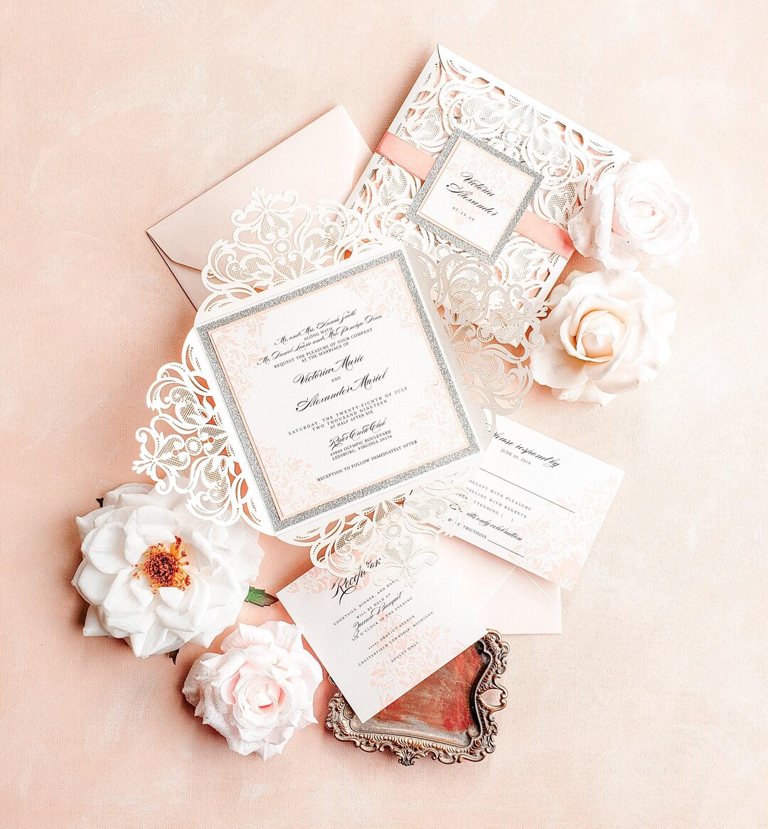 Princess Wedding Invitations, Fairytale Wedding Invitations, Ivory and ...