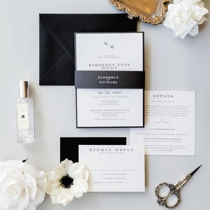 Black Wedding Invitations, Dark Wedding Invitation, Modern Wedding ...