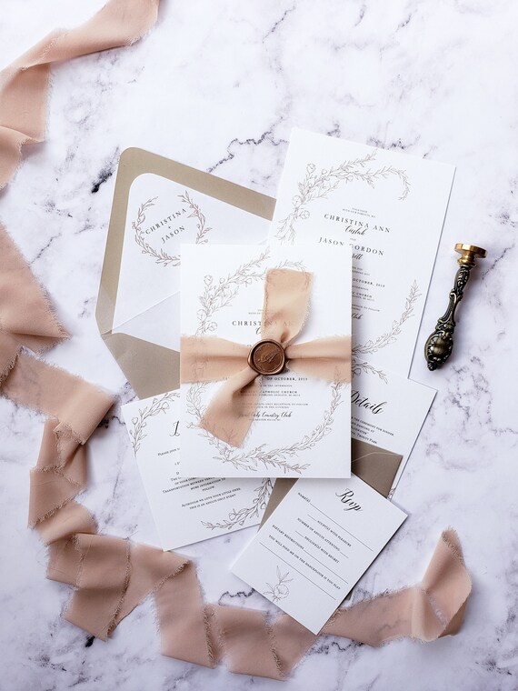 Elegant Wedding Invitations With Ribbon