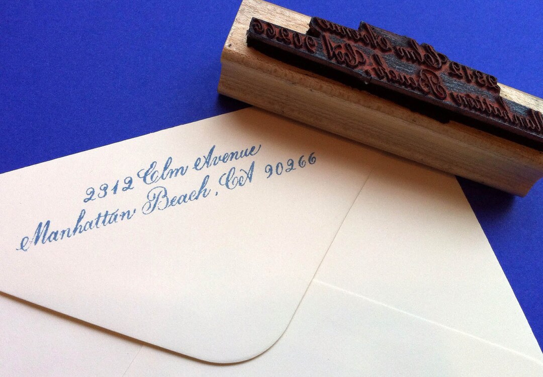 Custom Calligraphy Address Rubber Stamp - Etsy
