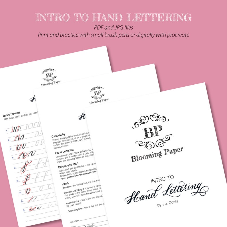 Hand Lettering Practice Sheets, Beginner's Hand Lettering Guide, Modern ...