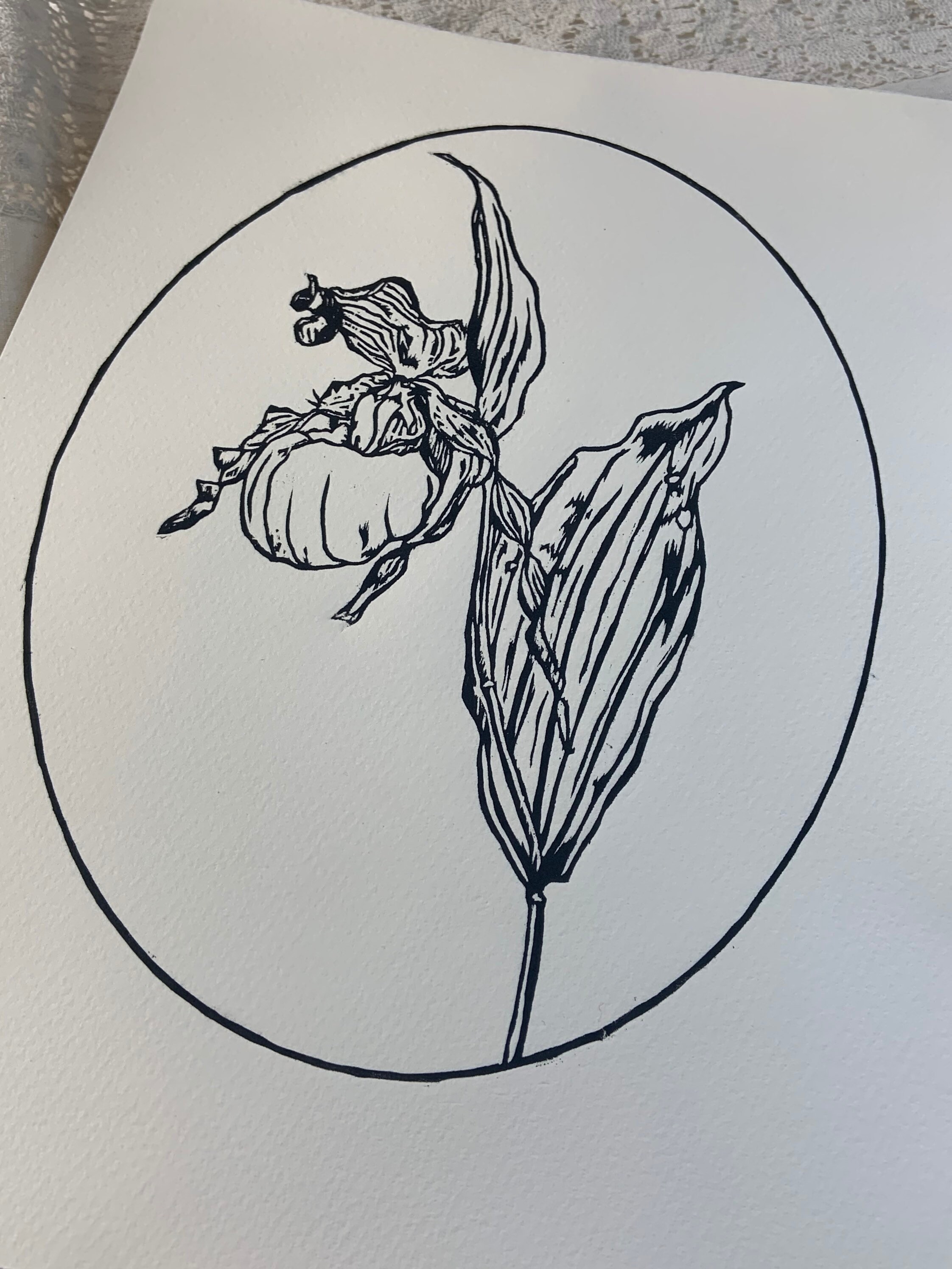 Yellow Lady’s Slipper Woodcut Print - Etsy
