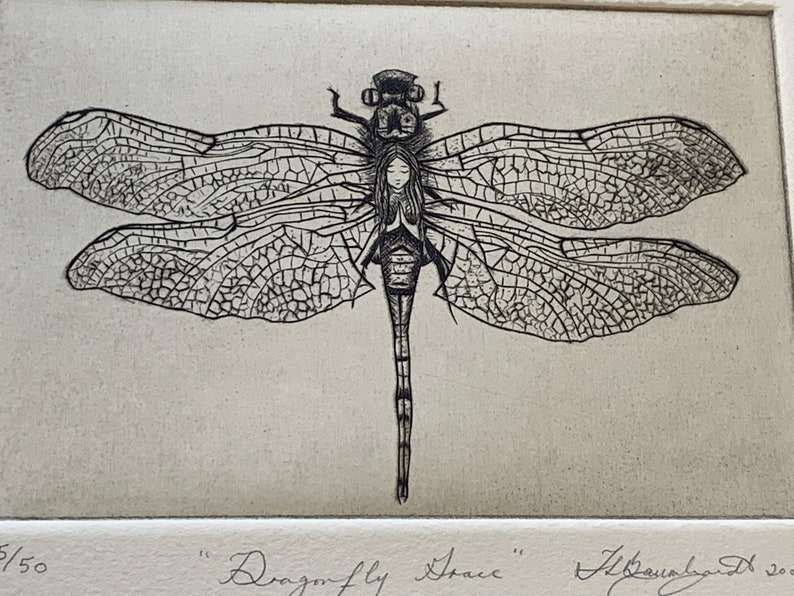 Dragonfly Grace Hand Engraved Intaglio Print, Limited Edition - Etsy