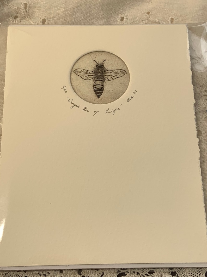 Winged Bee of Light - Intaglio Print. Hand-engraved - Etsy