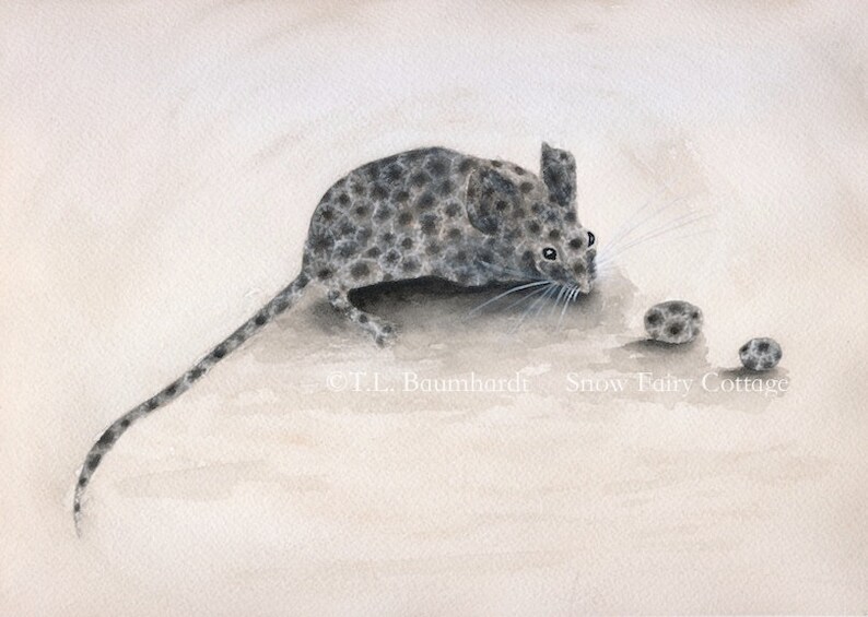 Petoskey Stone Mouse - Art Print, 5 X 7 Inches, Matted by Snow Fairy ...