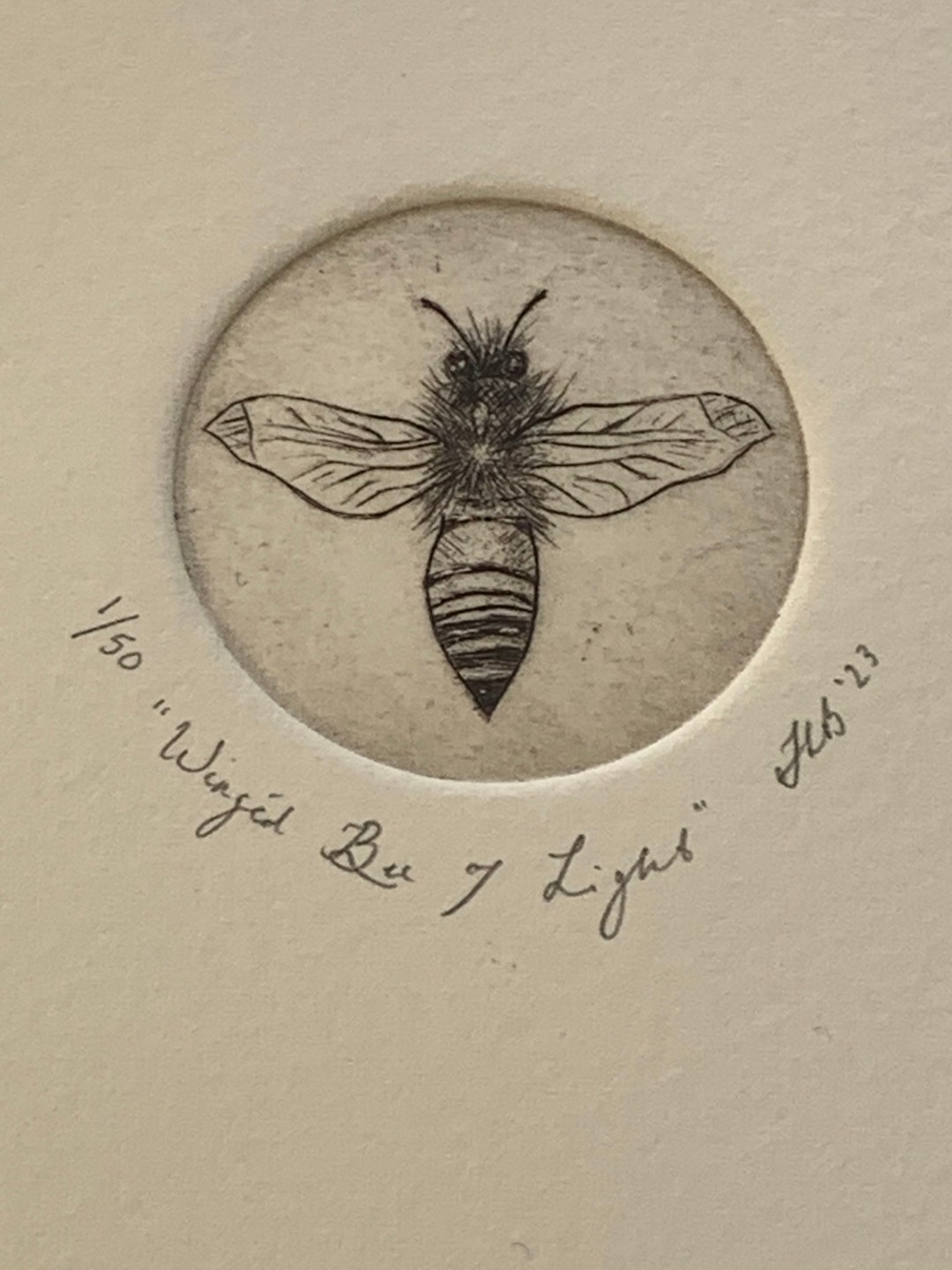 Winged Bee of Light - Intaglio Print. Hand-engraved - Etsy