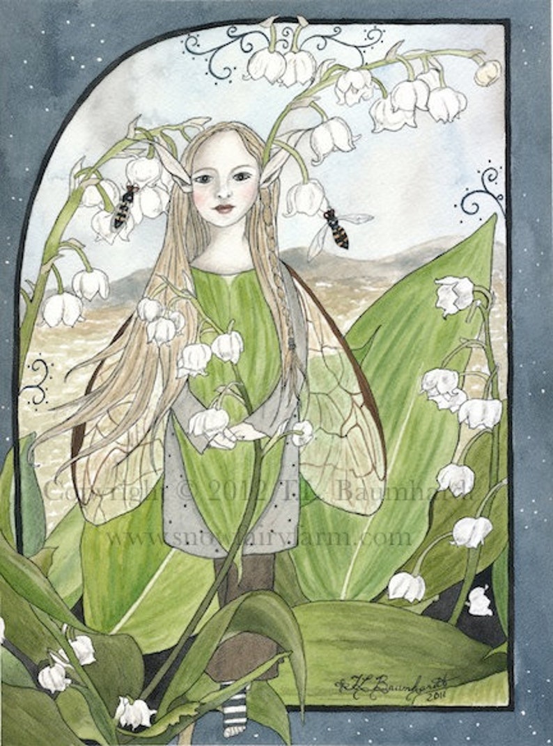Lily-of-the-valley Fairy - Faerie/fairy Art Print 6 X 8 Inches - Matted ...