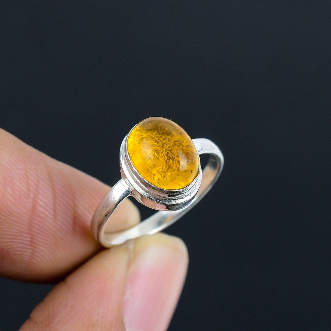 Baltic Amber Ring, Precious Gemstone Handmade Ring, Silver Handmade ...