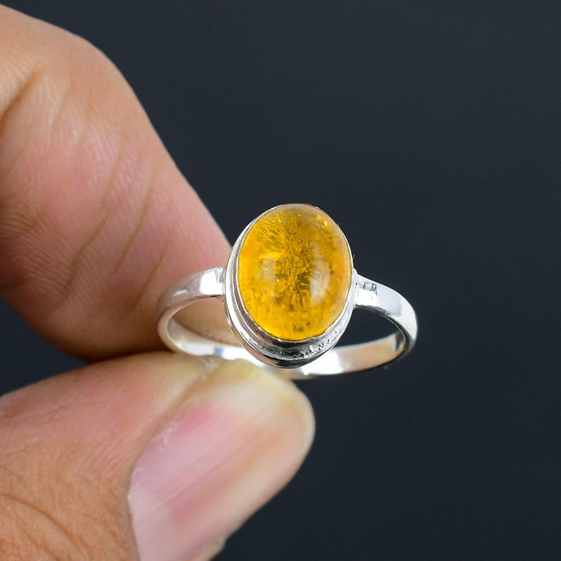 Baltic Amber Ring, Precious Gemstone Handmade Ring, Silver Handmade ...