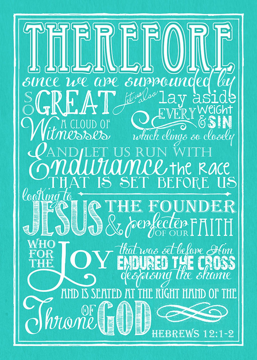 Chalkboard Art - Hebrews 12:1-2 Chalkboard Style - Etsy