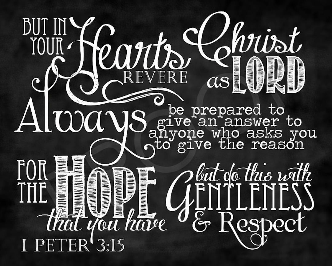 Scripture Art - I Peter 3:15 ~ Chalkboard Style - Etsy