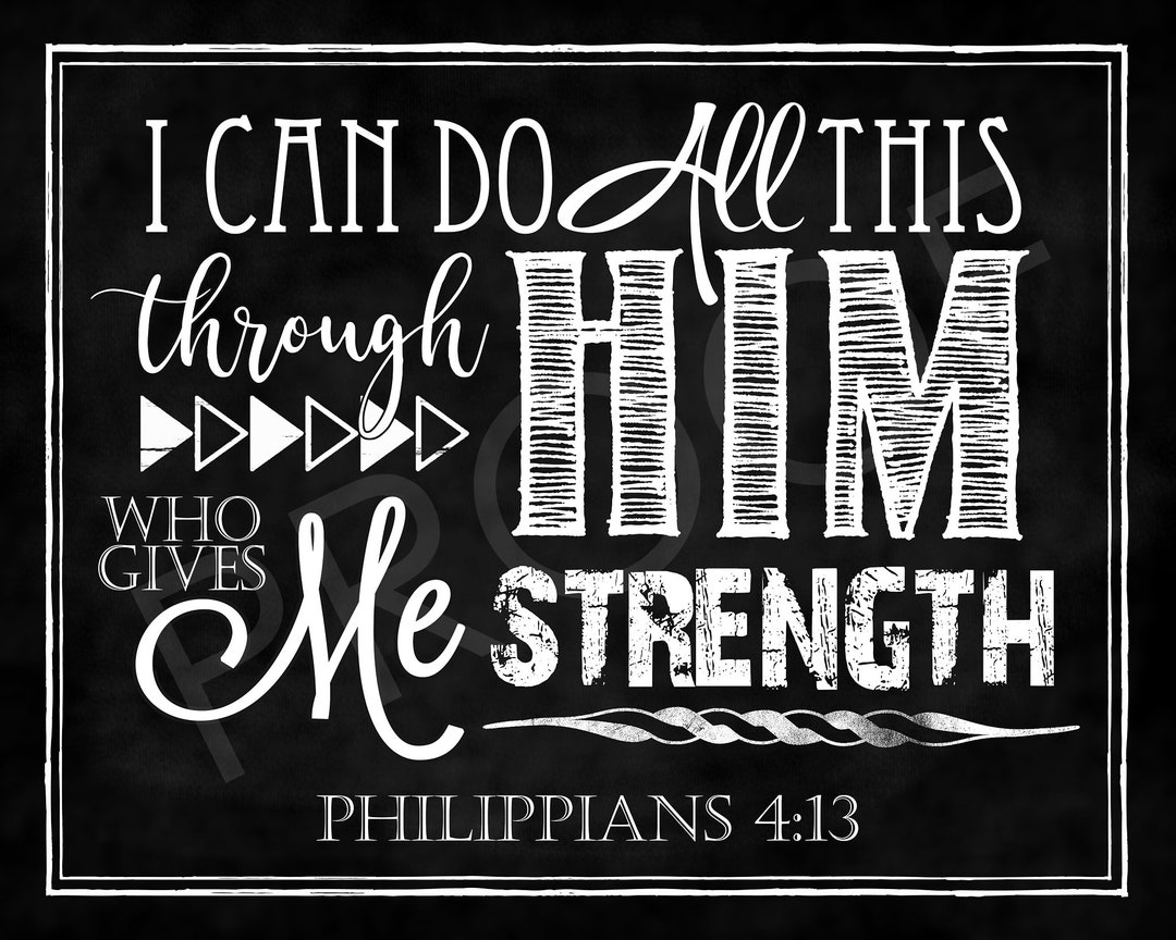 Scripture Art - Philippians 4:13 NIV ~ Chalkboard Style - Etsy