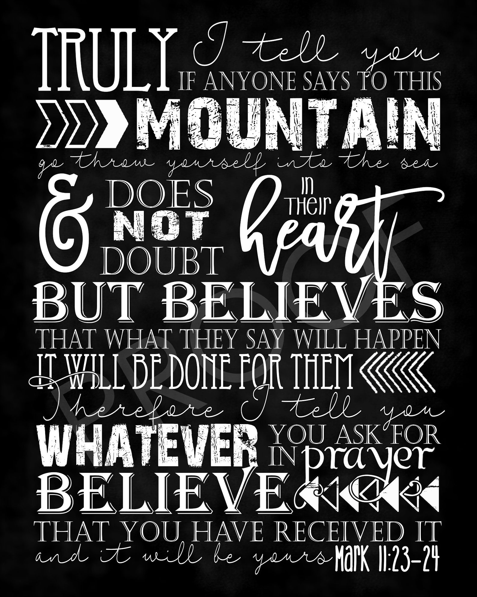 Scripture Art - Mark 11:23-24 ~ Chalkboard Style - Etsy