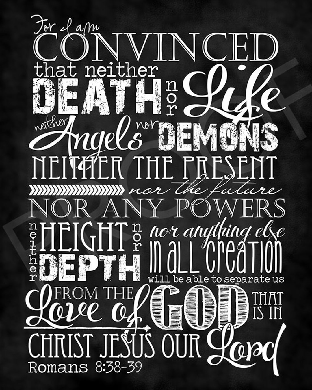 Scripture Art - Romans 8:38-39 ~ Chalkboard Style - Etsy