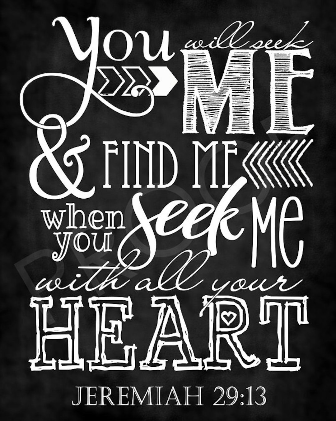 Scripture Art - Jeremiah 29:13 ~ Chalkboard Style - Etsy