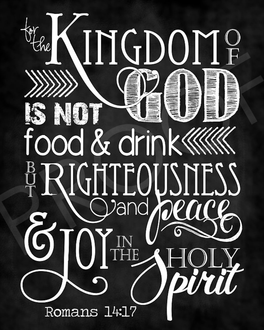 Scripture Art - Romans 14:17 ~ Chalkboard Style - Etsy